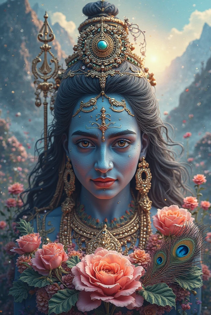 A 3D photo with Mahadev in the background and Mata Parvati and my name ...