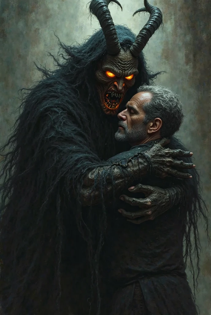 A Man Embracing Satan - SeaArt AI