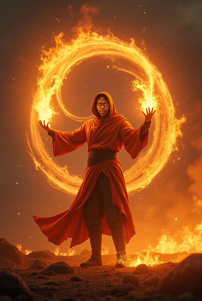 Make this man a fire bender, able to control flames with skillful ...