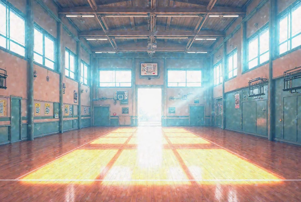 Anime style. gym . bright room . spacious room . A hall without people ...