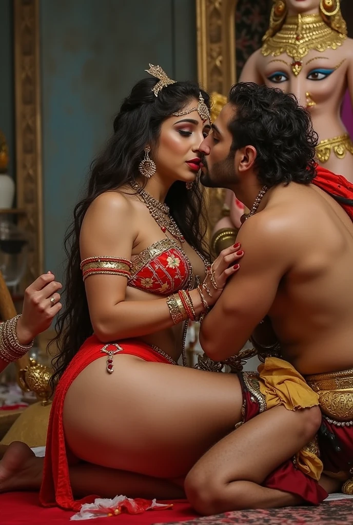 Durga maa wearing sexy transparent dress, thick thighs big big hips - SeaArt AI