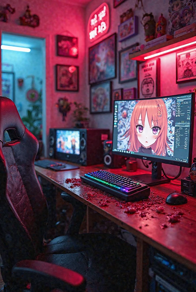 Create the image of a streamer set-up, Don't miss details. Lots of ...