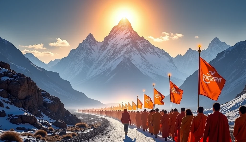 A breathtaking view of Mount Kailash, shining under a divine light ...