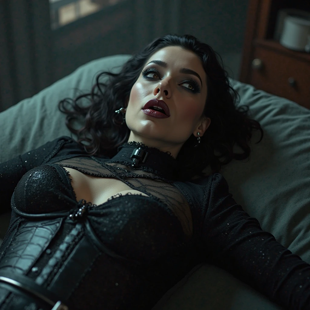 a sexy neck strangled with hands by a strangler man dark gothic woman ...