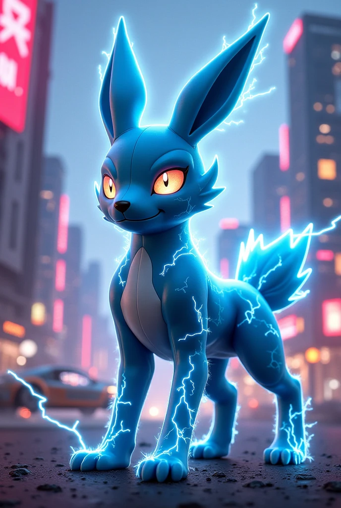 Electric Pokémon shaped like a dog with rabbit ears - SeaArt AI