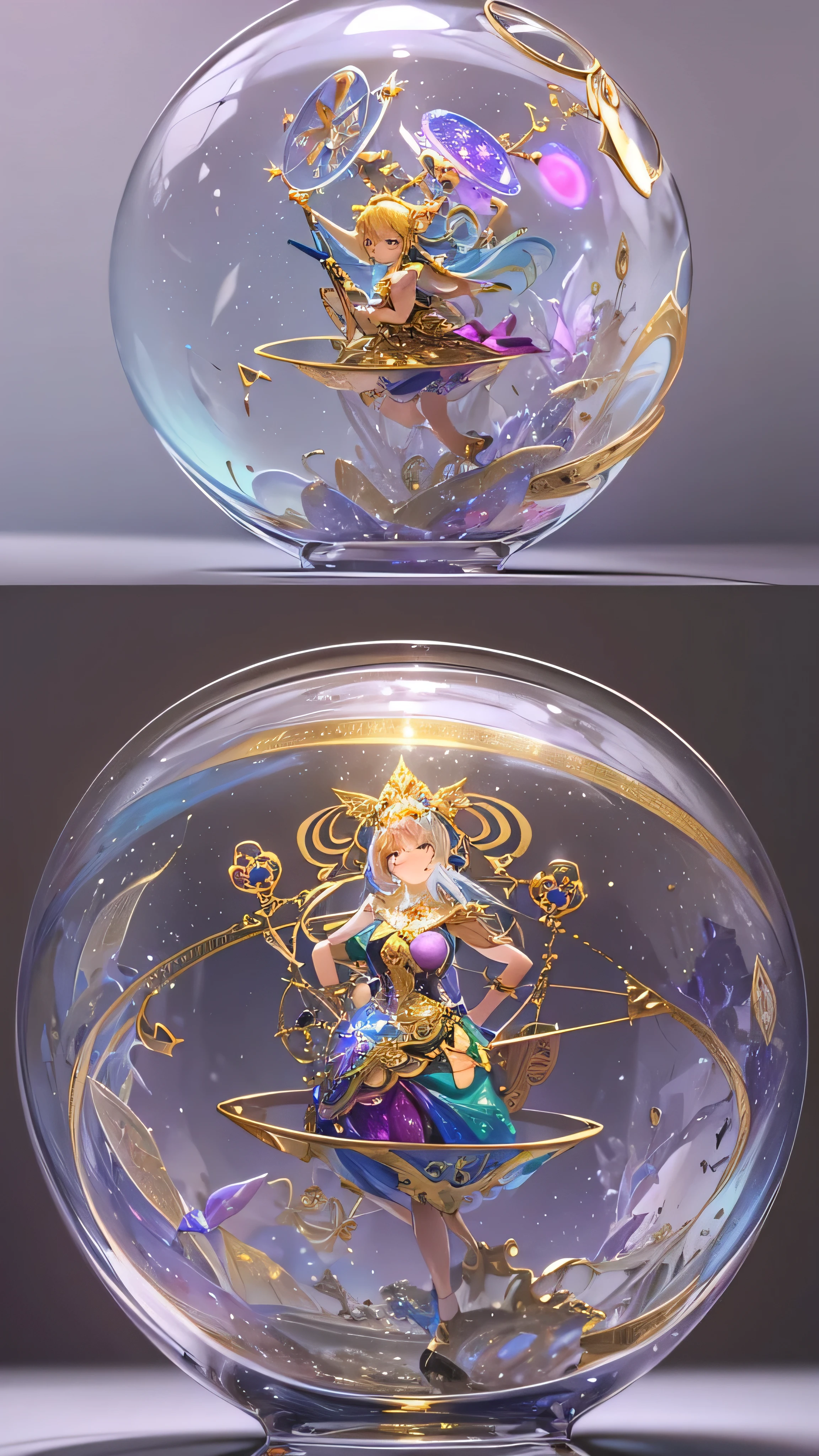 There are two pictures of a woman in a glass bowl - SeaArt AI