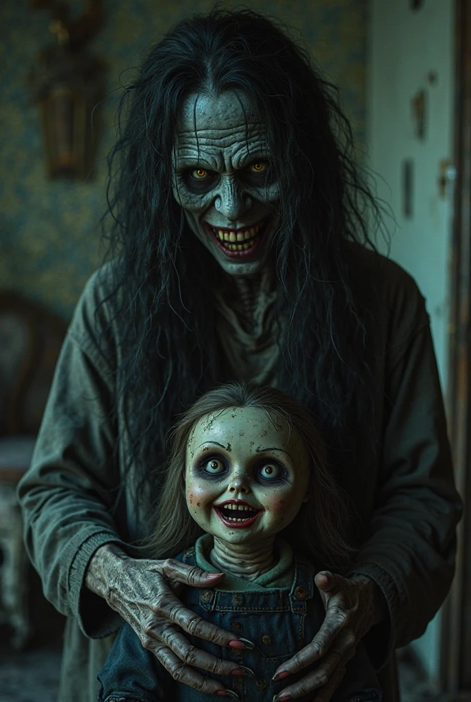 "A horrifying supernatural figure in a dark and dark environment ...