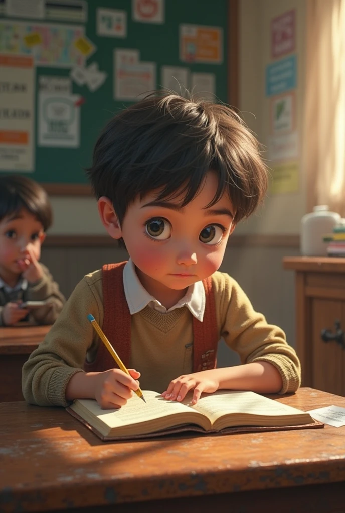boy studying at school - SeaArt AI