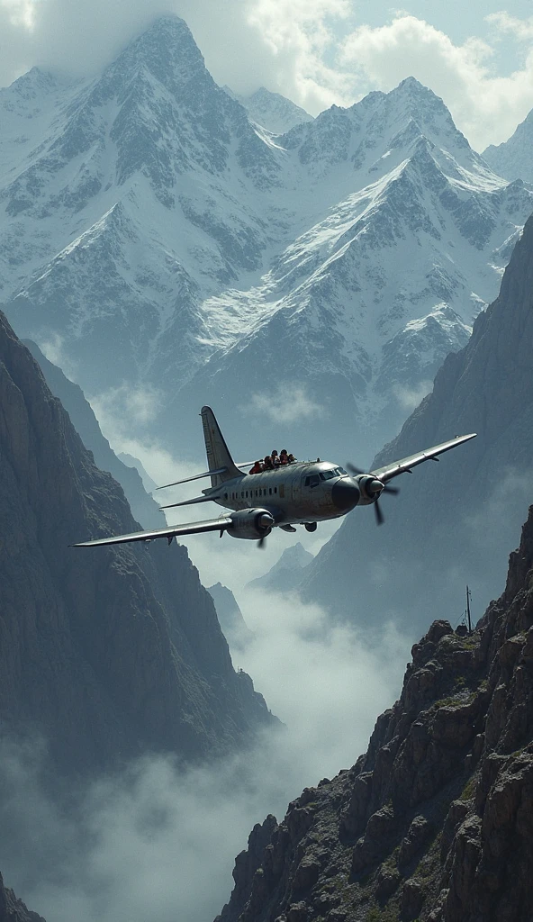 A plane in the andes mountains ، scary - SeaArt AI