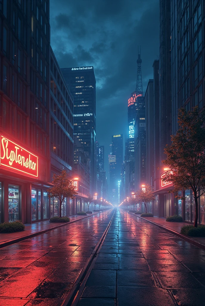Modern reel emty stree at night - SeaArt AI