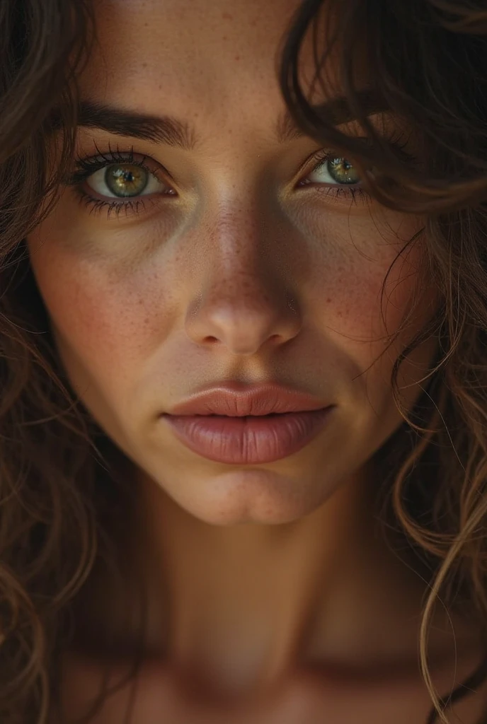 She has a very very big round nose with a wide tip. Her gaze embraces ...