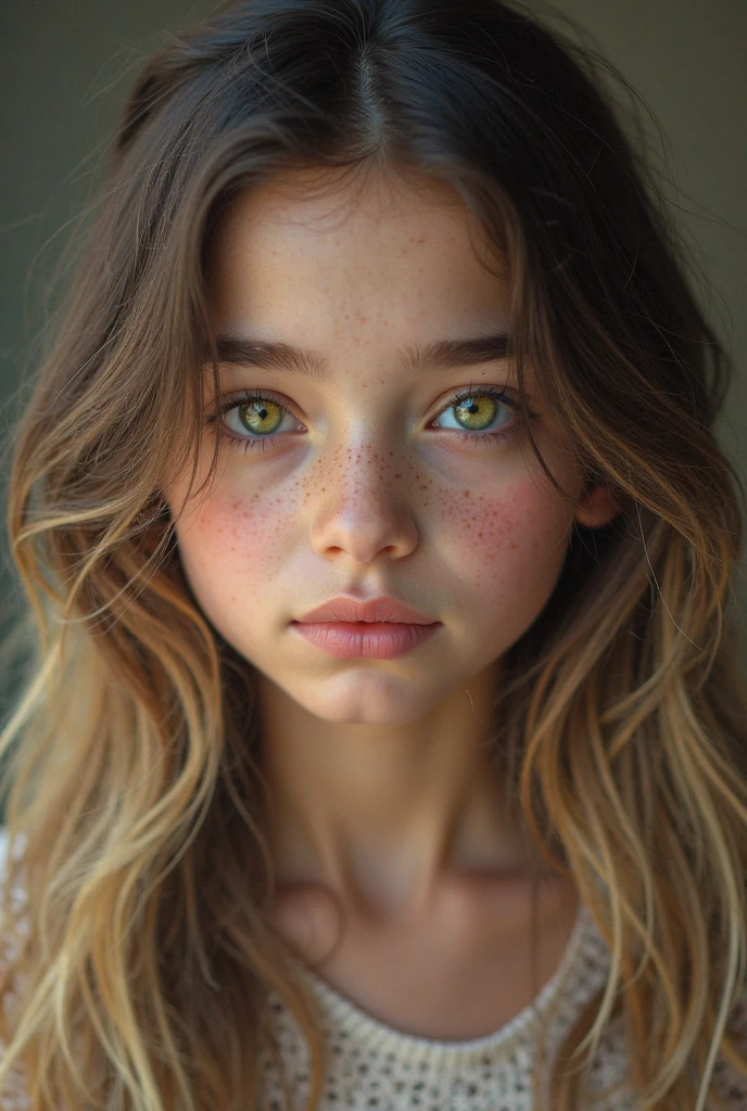 A half turkish half bulgarian teenager girl with green eyes and dark ...