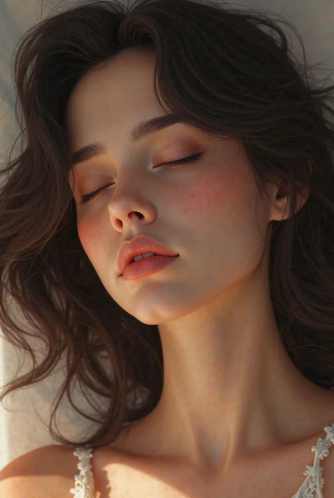 Beautiful woman's face with sleepy expression, Dive, tired eyes - SeaArt AI