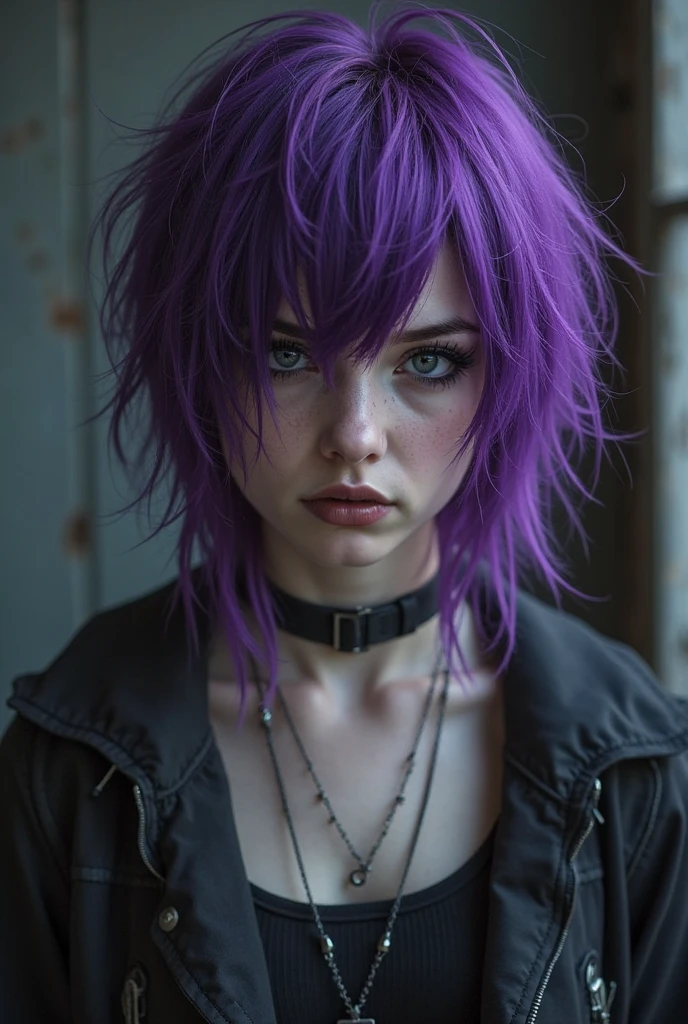 Uzi a emo girl with purple hair purple hair - SeaArt AI