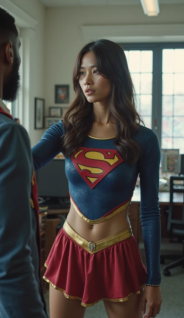 Live-action、The perfect supergirl costume Supergirl is lying on her ...