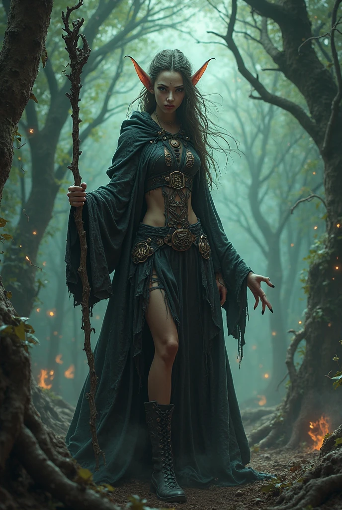 A chaotic and evil girl elf and role-playing witch - SeaArt AI