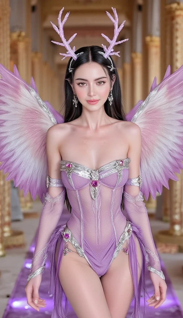 A stunning fantasy goddess with a celestial aura, walking gracefully down an ill - SeaArt AI