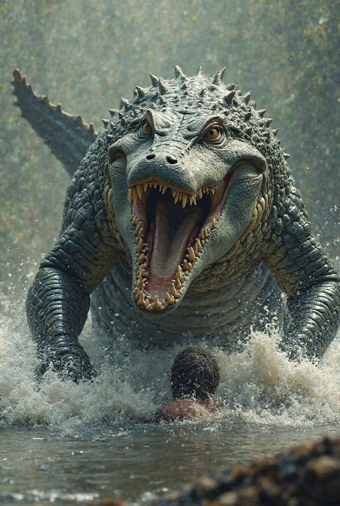 The crocodile is the clear winner. It has immense jaw strength - SeaArt AI