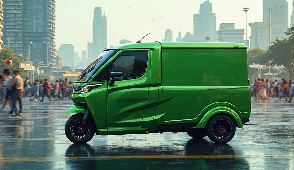 2025 Maruti Suzuki auto Rickshaw Back Side view in green paint - SeaArt AI