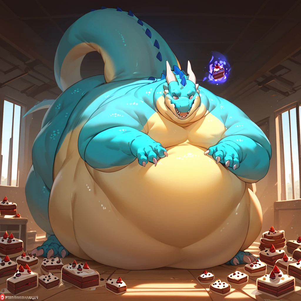Furry Full Feral Dragons Body Long Neck Overweight Weight Gaining