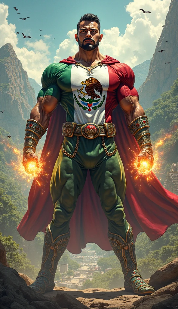 Mexico as a superhero showing the superpowers - SeaArt AI