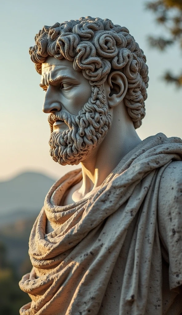 Create a Greek statue of the famous Stoic philosopher Marcus Aurelius ...