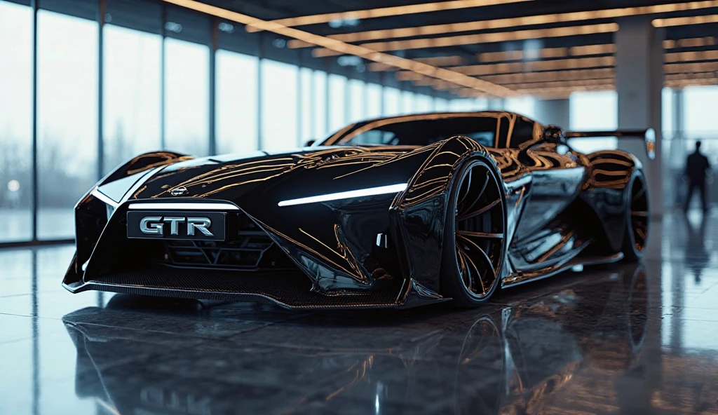 A futuristic and modern New 2025 Nissan GTR shiny black seen from the ...