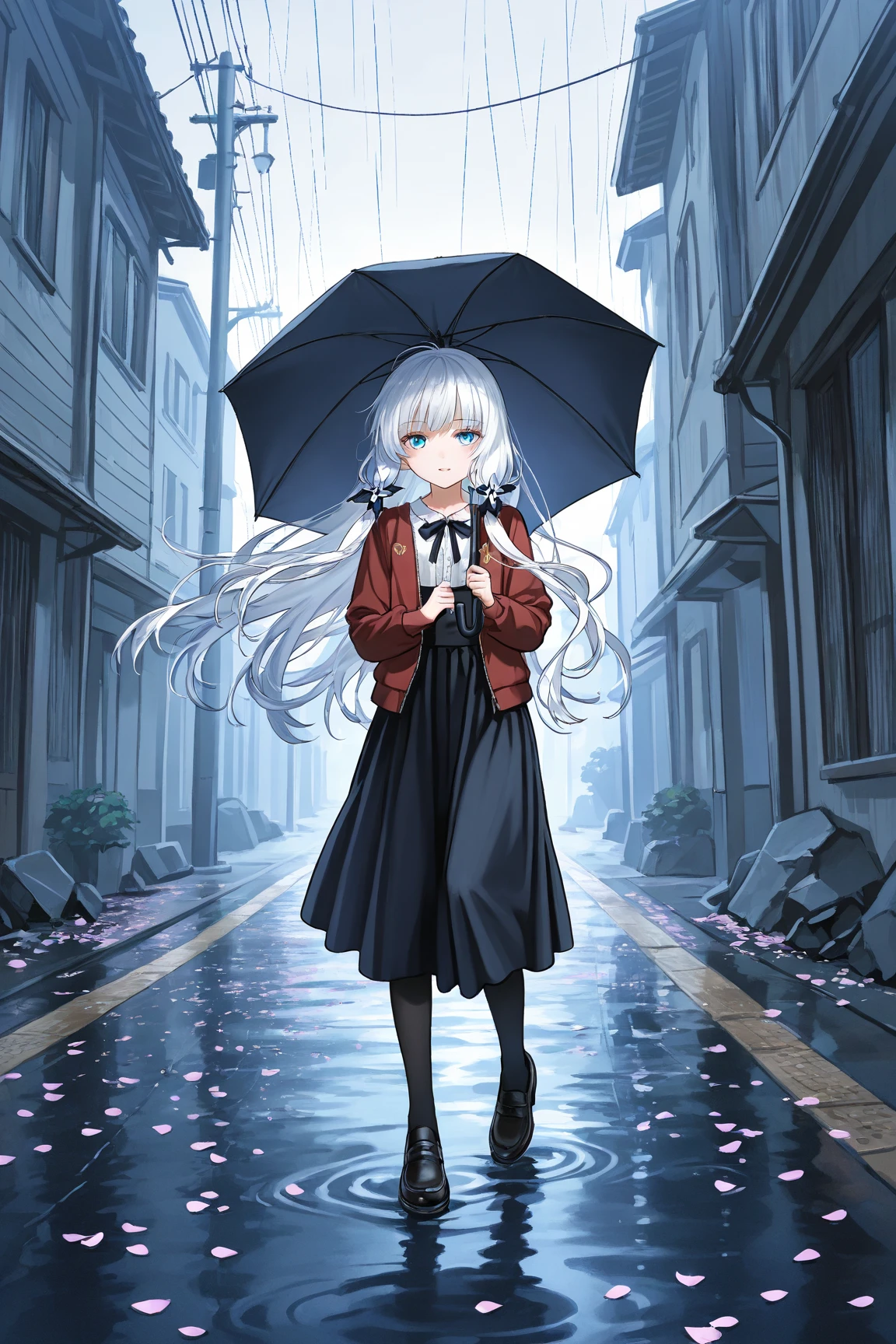 "A young woman struggling to walk through a powerful typhoon - SeaArt AI