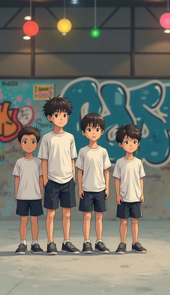 Japanese brother and 4 older brothers, boys in an upright position ...