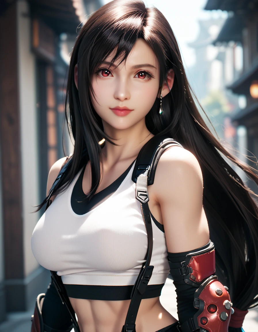 Ff7ティファ, 1人の女の子, ブラックヘア, レッド・アイズ, ロングヘア, セクシーなポーズ - SeaArt AI