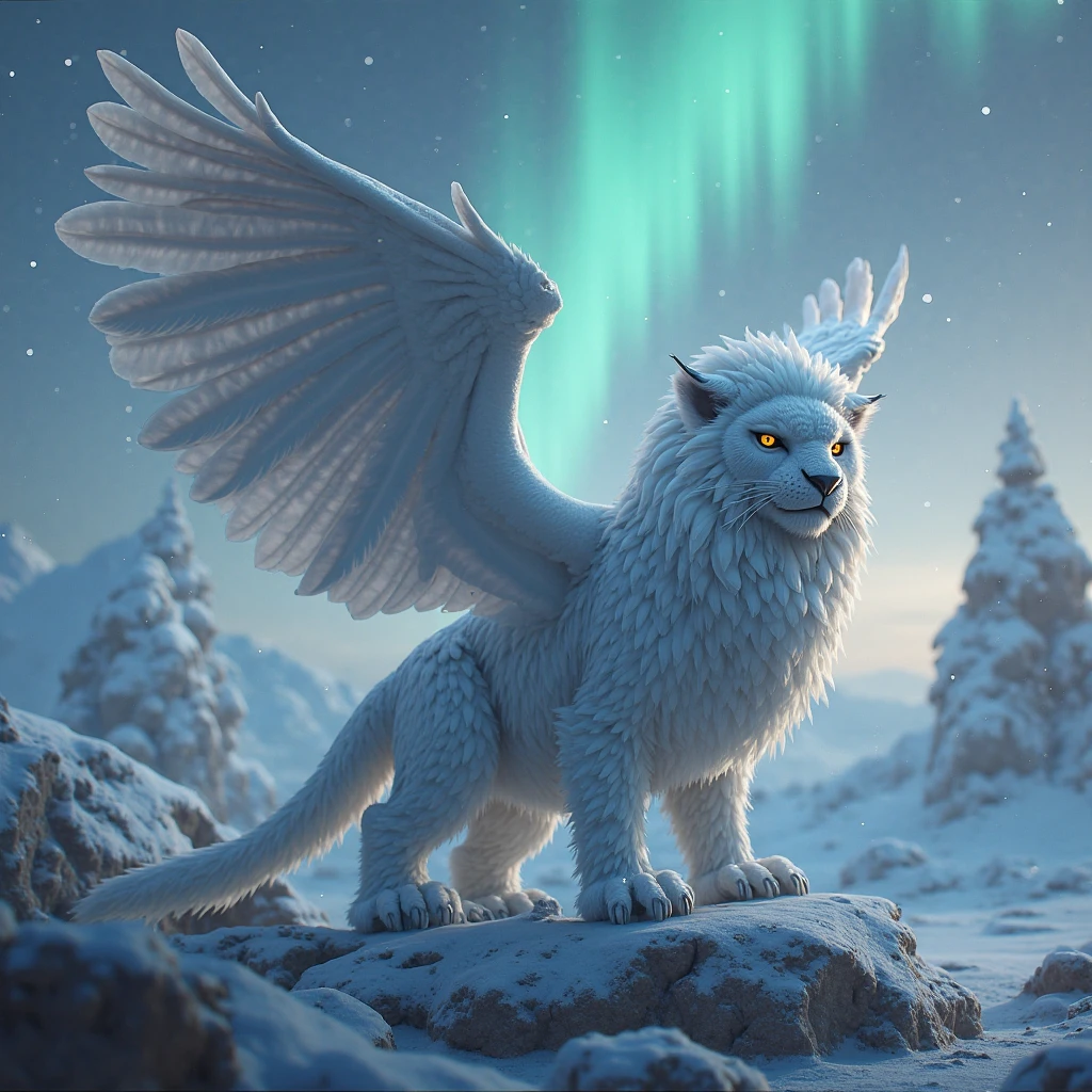 Background in the form of aurora borealis. The fairy-tale character is ...