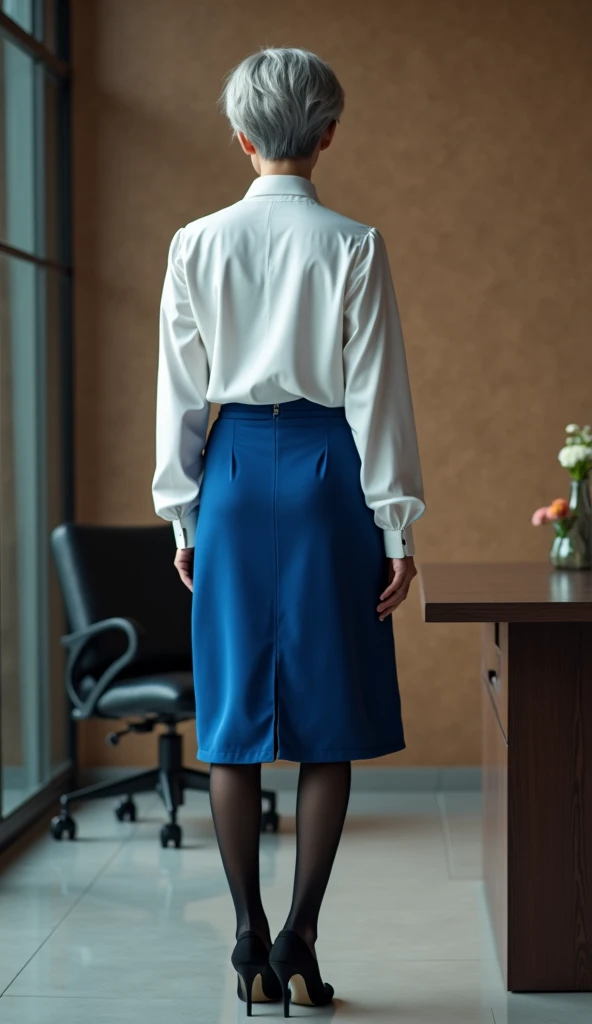 Create a striking image of an elegant and refined woman, exuding an ...