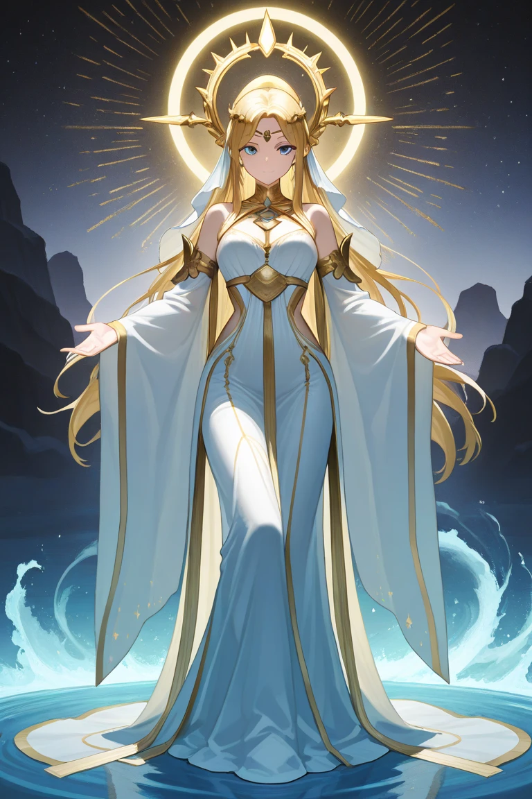 Hair – Bright golden hair, almost crystal-like with silver hues - SeaArt AI
