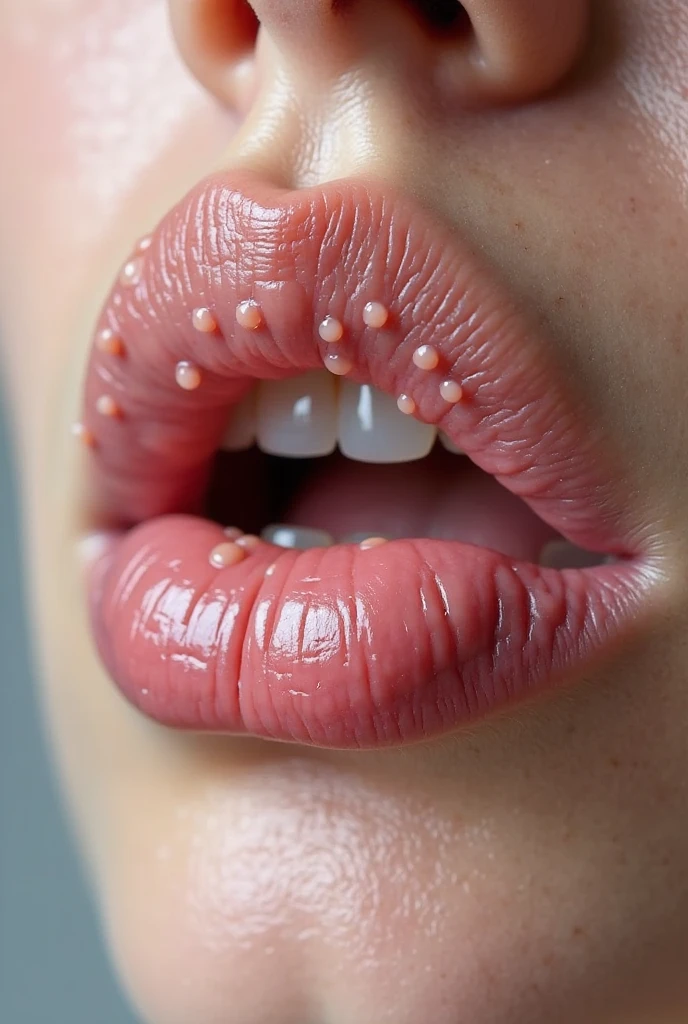 Herpes vesicles on the lip - SeaArt AI