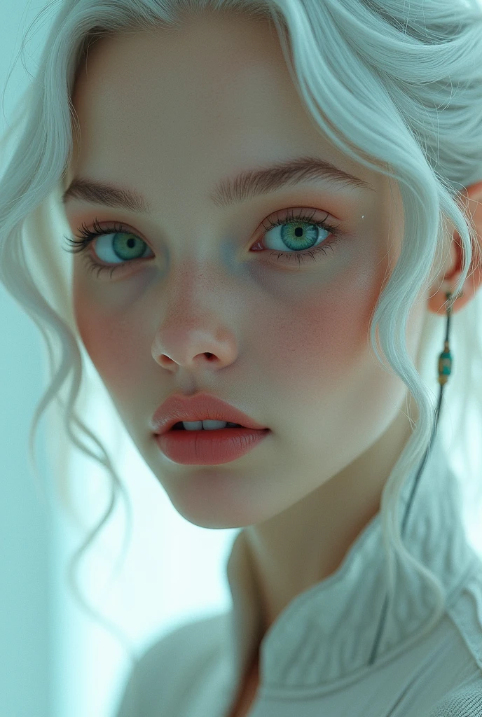 "A hyper-realistic portrait of a stunning female model with unique ...