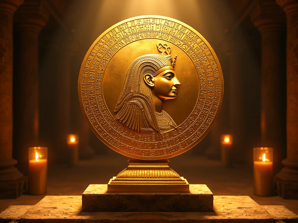 The archeologic ancient egytp disk of sabu in gold - SeaArt AI