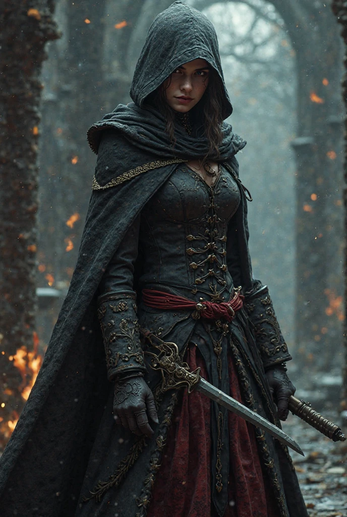 Masterpiece of dark fantasy, interface of game character, a assassin ...