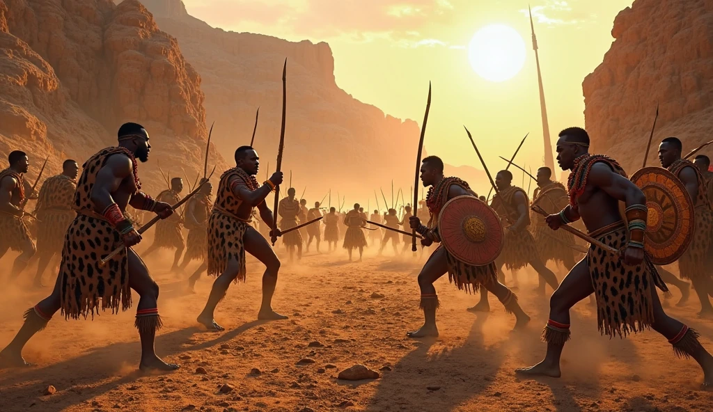 A fierce battle rages in a sacred African valley surrounded by towering ...