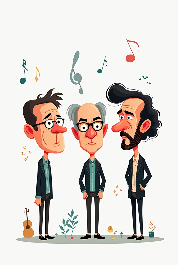 Create a cartoon image of the minimalist composers of the mid - SeaArt AI