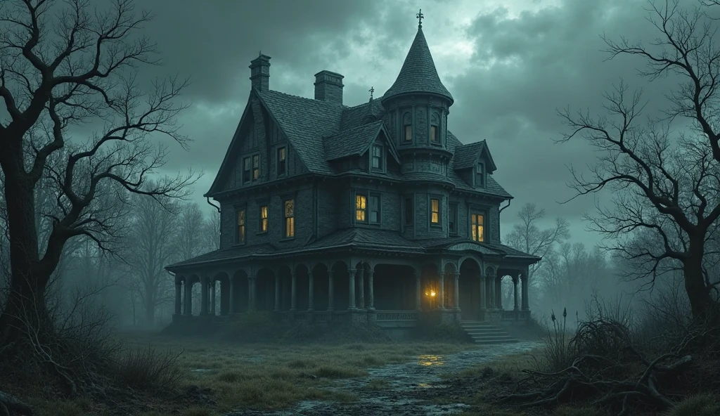 Front shot of a very sinister house, macabra, terrifying, Haunted ...