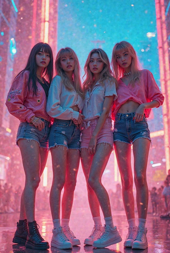 Four Kpop idol girls - SeaArt AI