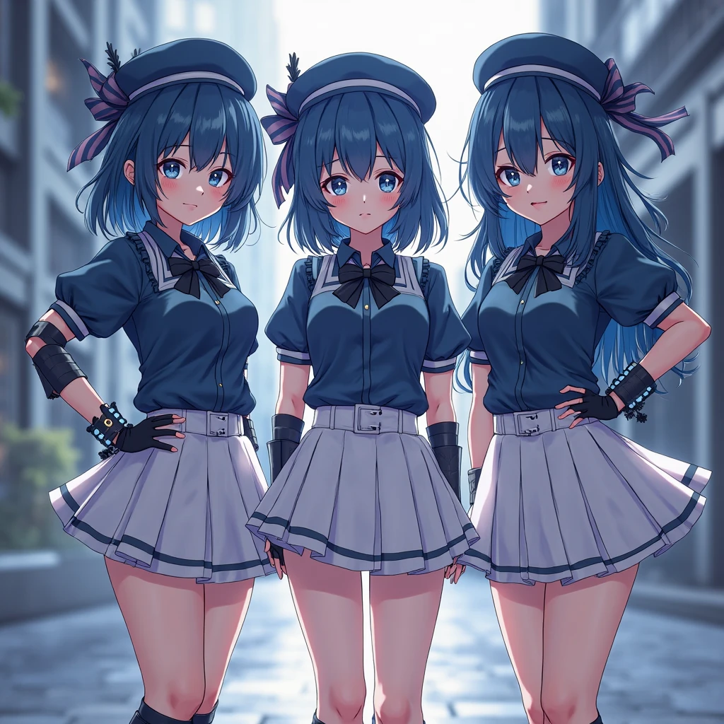 Anime girls, 3girls, full body front, standing, ???? legs, light skin ...