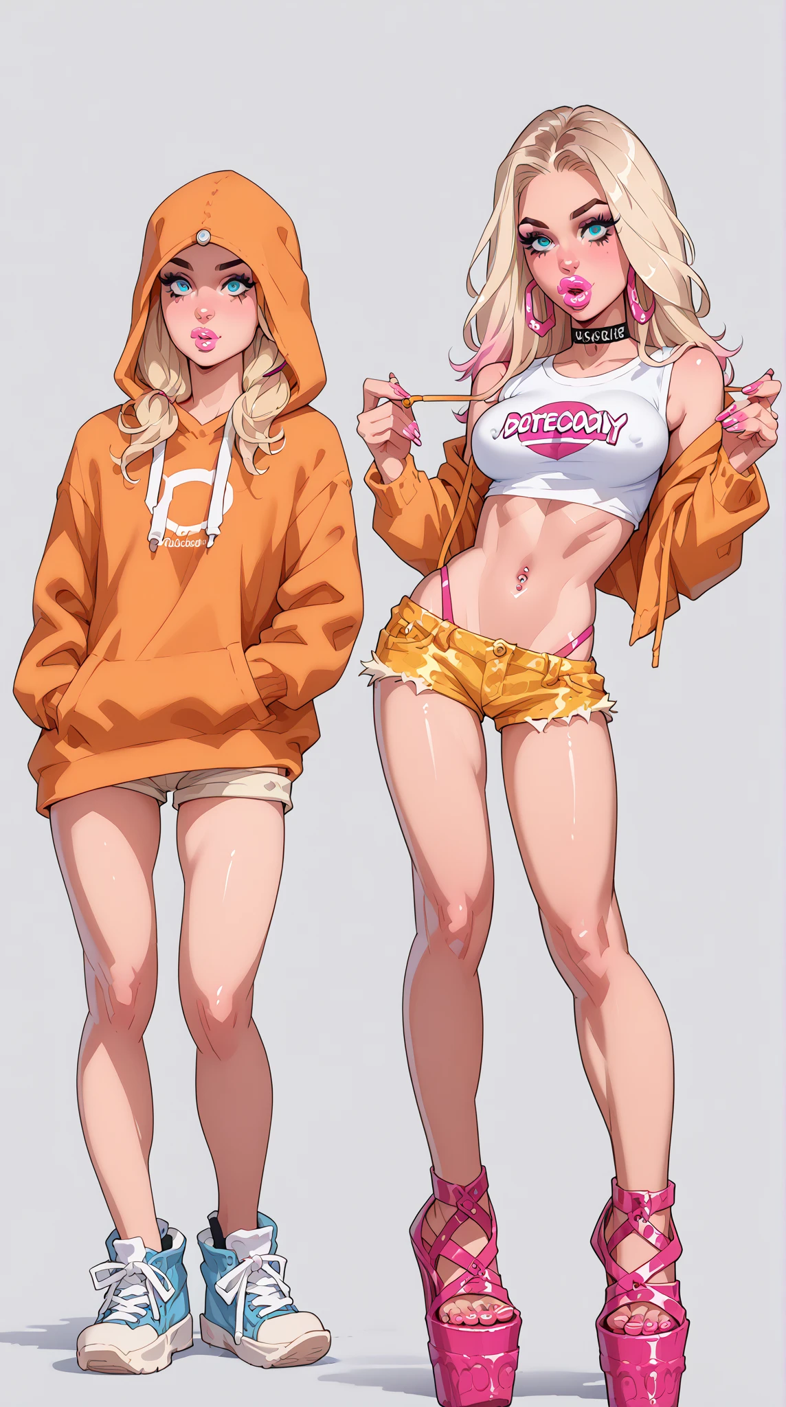 Transformation sequence, Nerd turns into a goth bimbo with provocative clothes - SeaArt AI