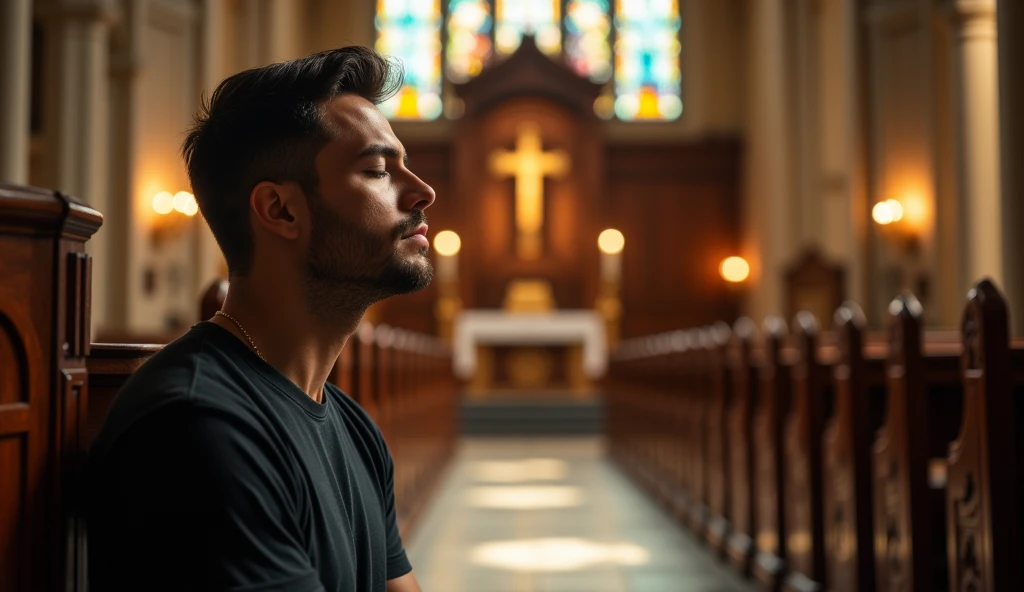 A handsome man with well-defined features sits slightly away from the ...