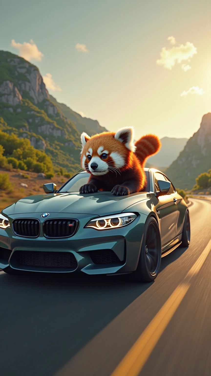 Create an ultra-realistic image of a red panda with the same detailed ...