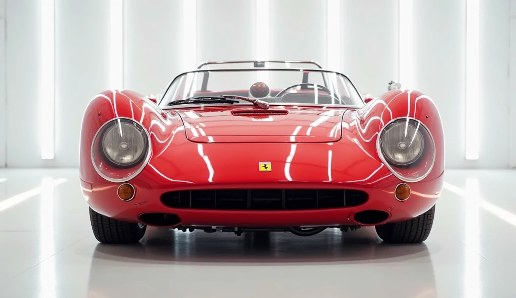 A real frunt view photo of a Red 2025 Ferrari 330 P4 with a sleek ...