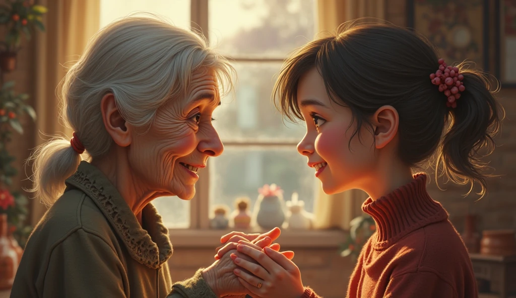 The old woman was surprised By the generosity of the girl Lily - SeaArt AI