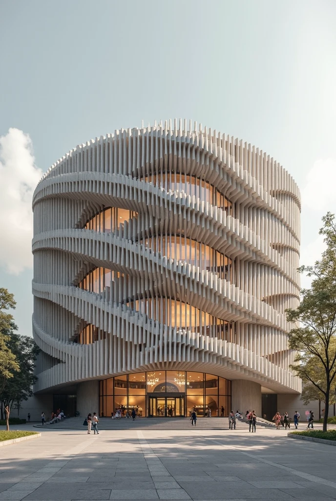 Create a concert hall facade Use hard vertical and horizontal lines ...