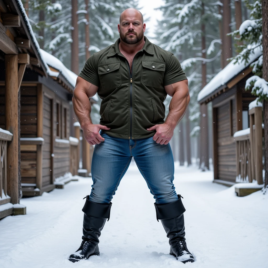 A tall, man with an extremely large muscular physique, showcasing ...