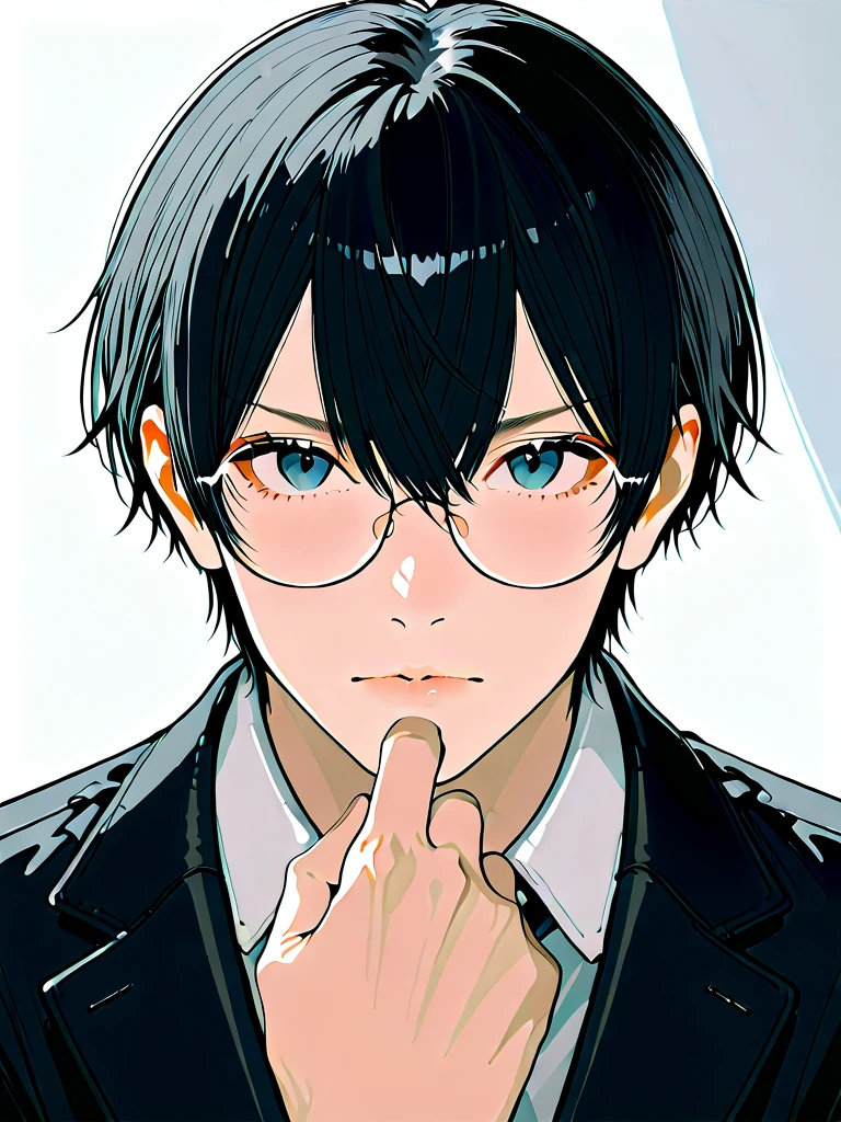 ((profile、Straight face、 expressionless、Void))、has a white background ...